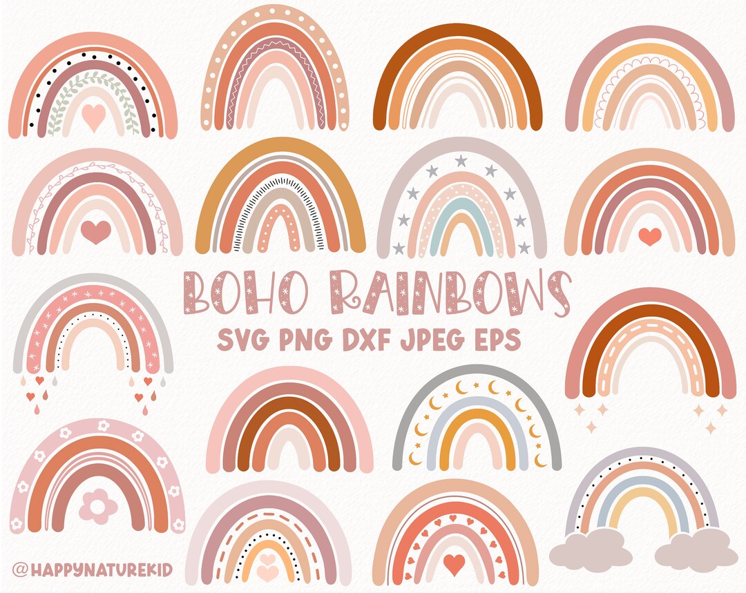 Boho Rainbow Svg, Boho Rainbow Svg Bundle, Boho Rainbow Clipart ...