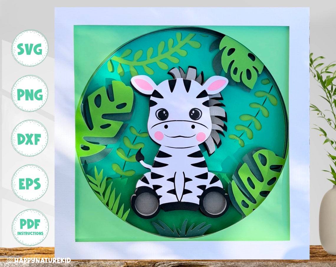 Zebra Jungle Shadow Box SVG Shadow Box SVG Zebra SVG 3d - Etsy