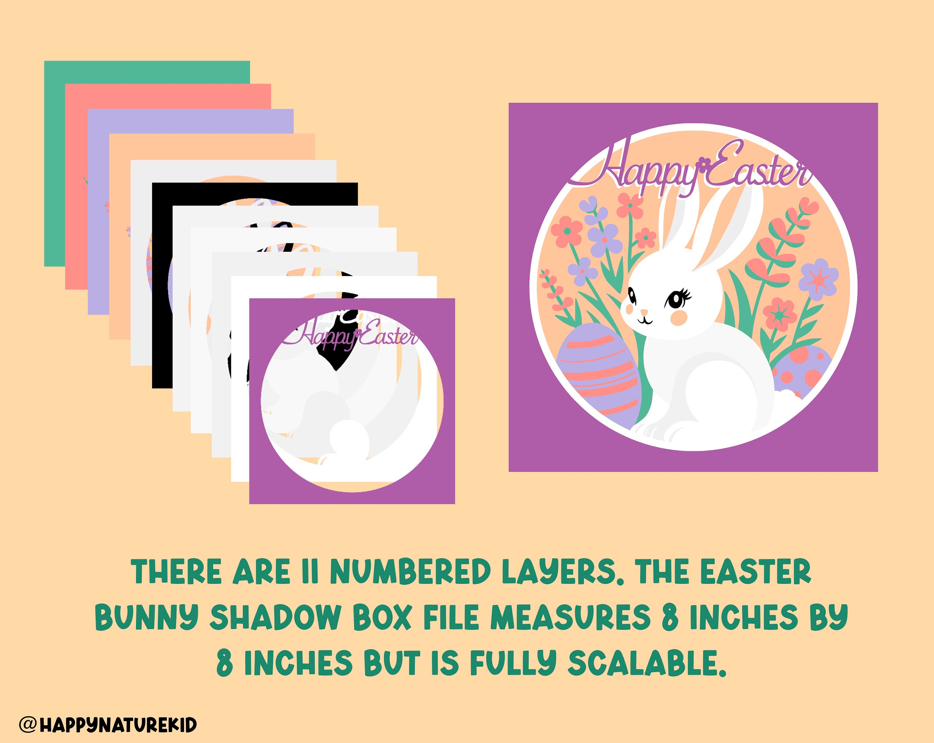 Easter Bunny Shadow Box Svg, 3d Easter Svg, 3d Bunny Svg, Projects for ...