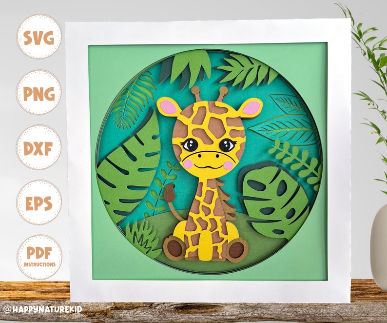 Giraffe Jungle Shadow Box Svg 3d Giraffe Svg Giraffe Svg - Etsy Canada