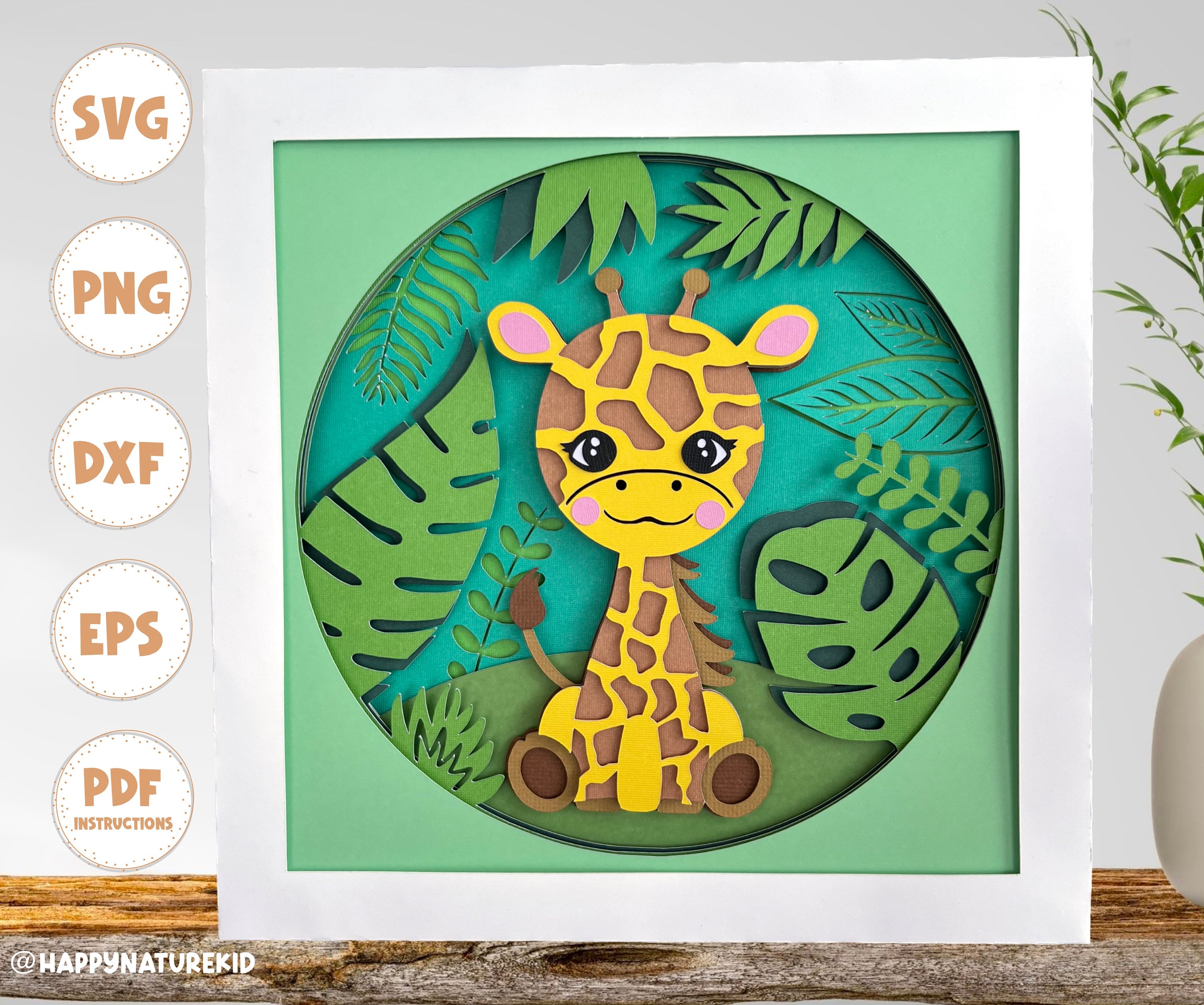 Giraffe Jungle Shadow Box Svg 3d Giraffe Svg Giraffe Svg - Etsy