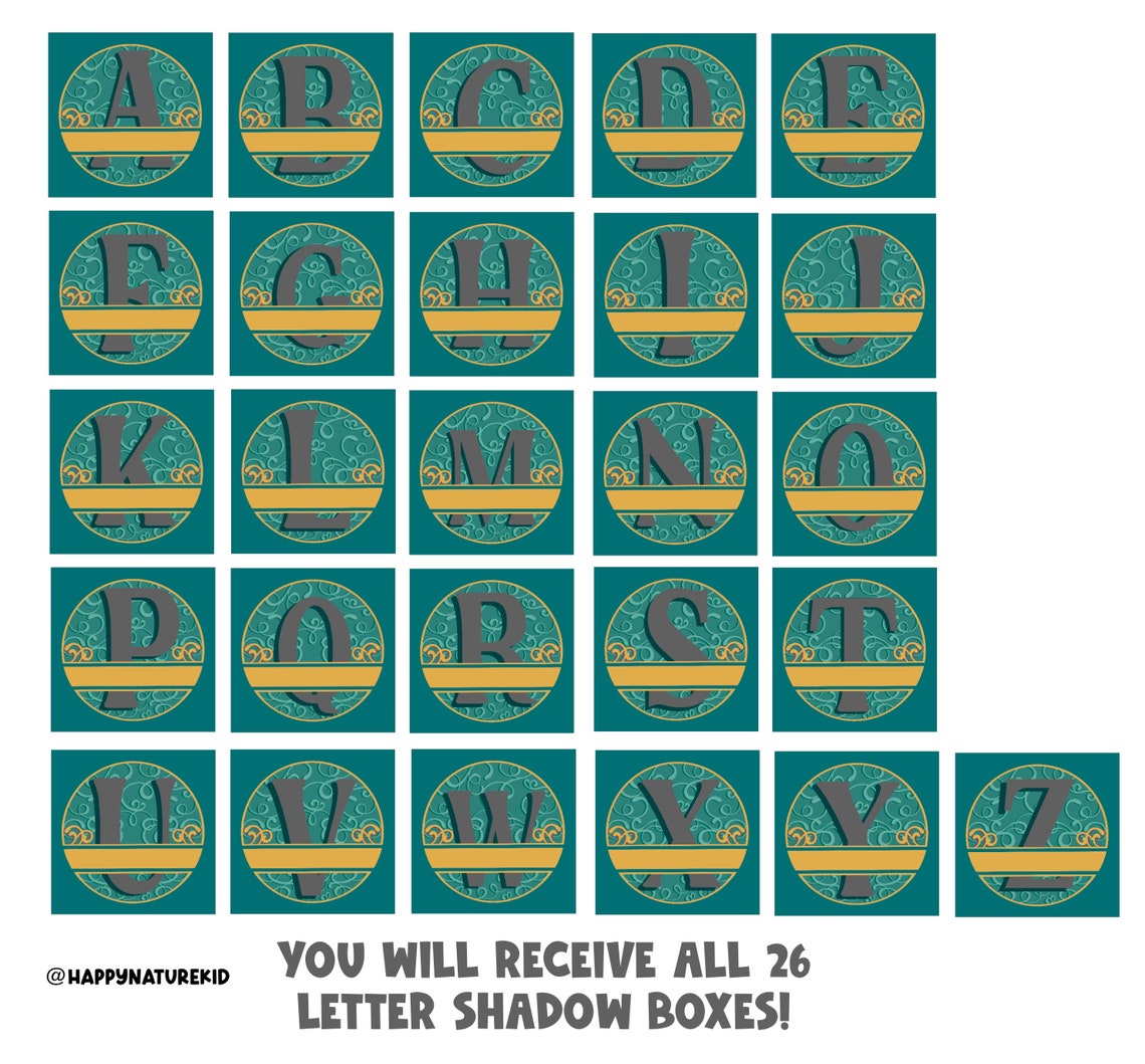 Letter Monogram Shadow Box Svg Personalized Monogram Shadow - Etsy