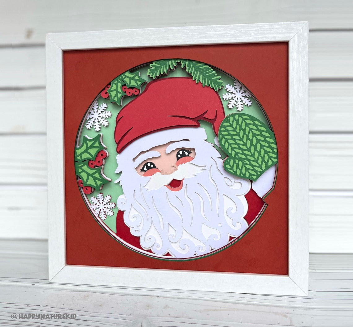 Santa Shadow Box Svg Santa Shadow Box Christmas Shadow Box - Etsy