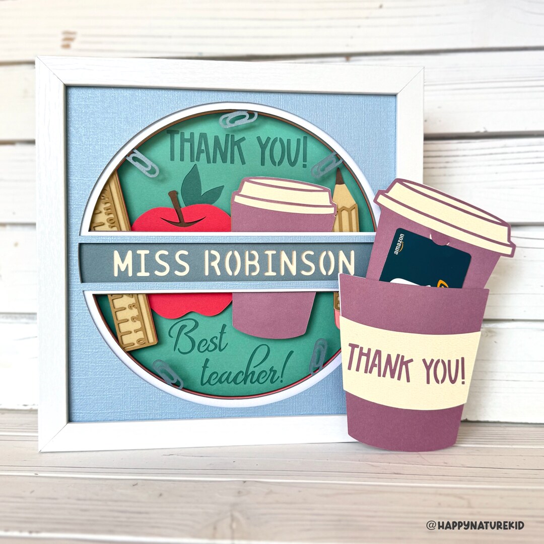 Teacher Thank You Shadow Box Svg, Teacher Appreciation Gift, Teacher ...