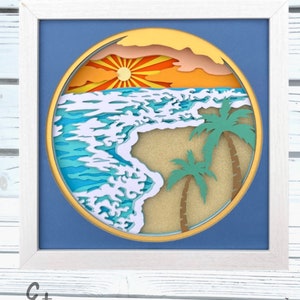 3d Beach Shadow Box Svg 3d Beach Svg 3d Layered Svg Files for Cricut ...