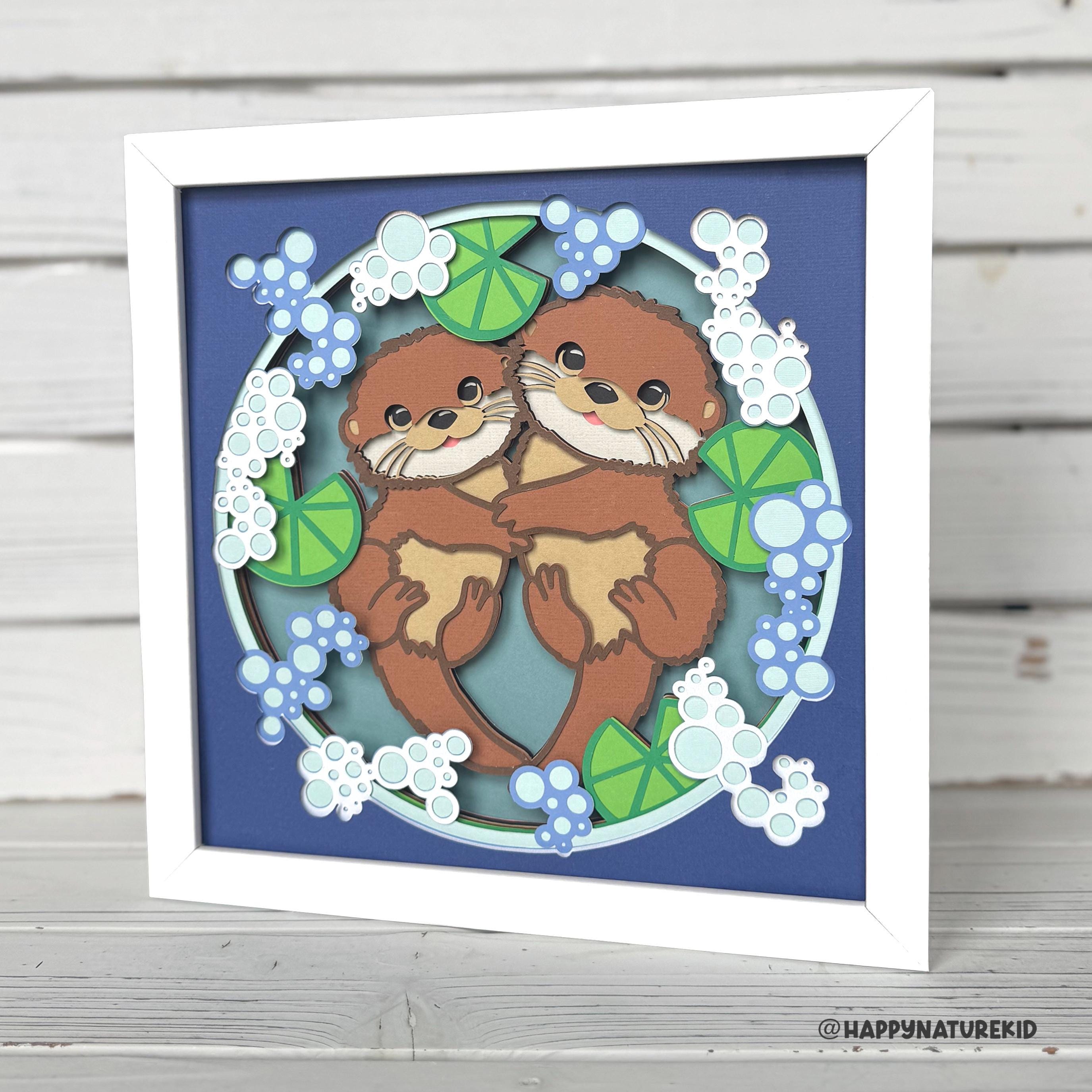 Hugging Otters Shadow Box Svg, 3d Layered Svg, Cricut Svg, Silhouette ...