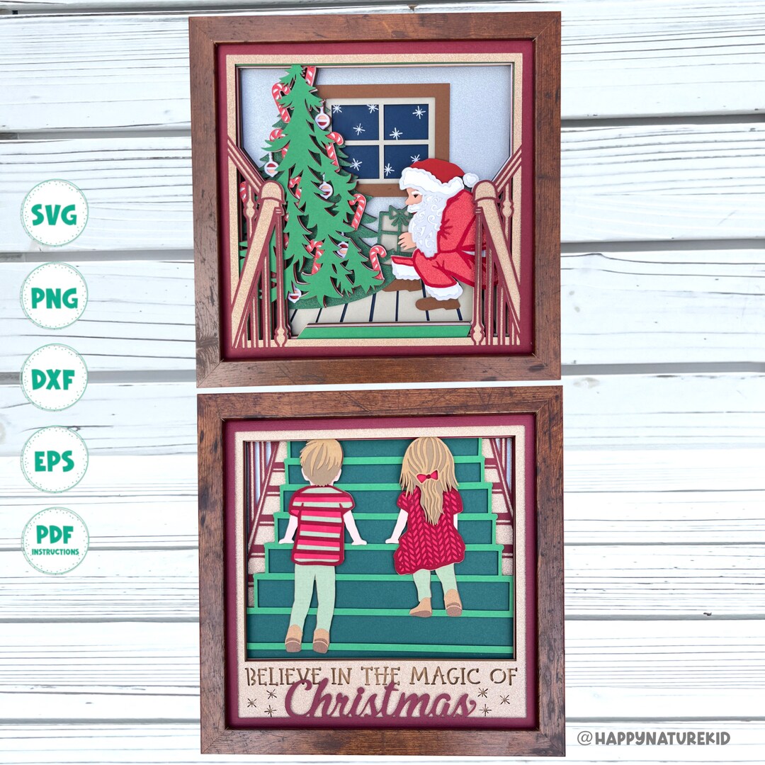 3d Magic of Christmas Shadow Box Svg Bundle, 3d Santa Claus Shadow Box ...