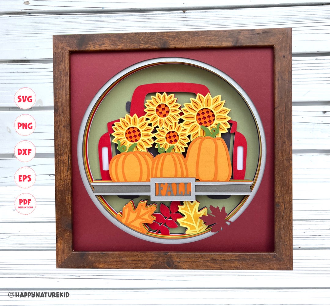 3d Fall Harvest Truck Shadow Box Svg, 3d Layered Svg, 3d Svg, Fall ...