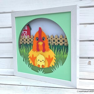 3d Chicken Shadow Box Svg, Farm Shadow Box Svg, 3d Chicken Svg, 3d ...