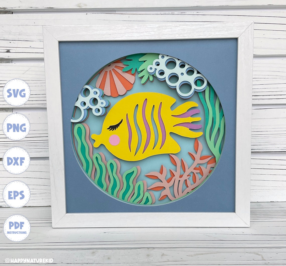 Fish Shadow Box Svg Fish Svg Shadow Box Svg 3d Svg Cricut - Etsy