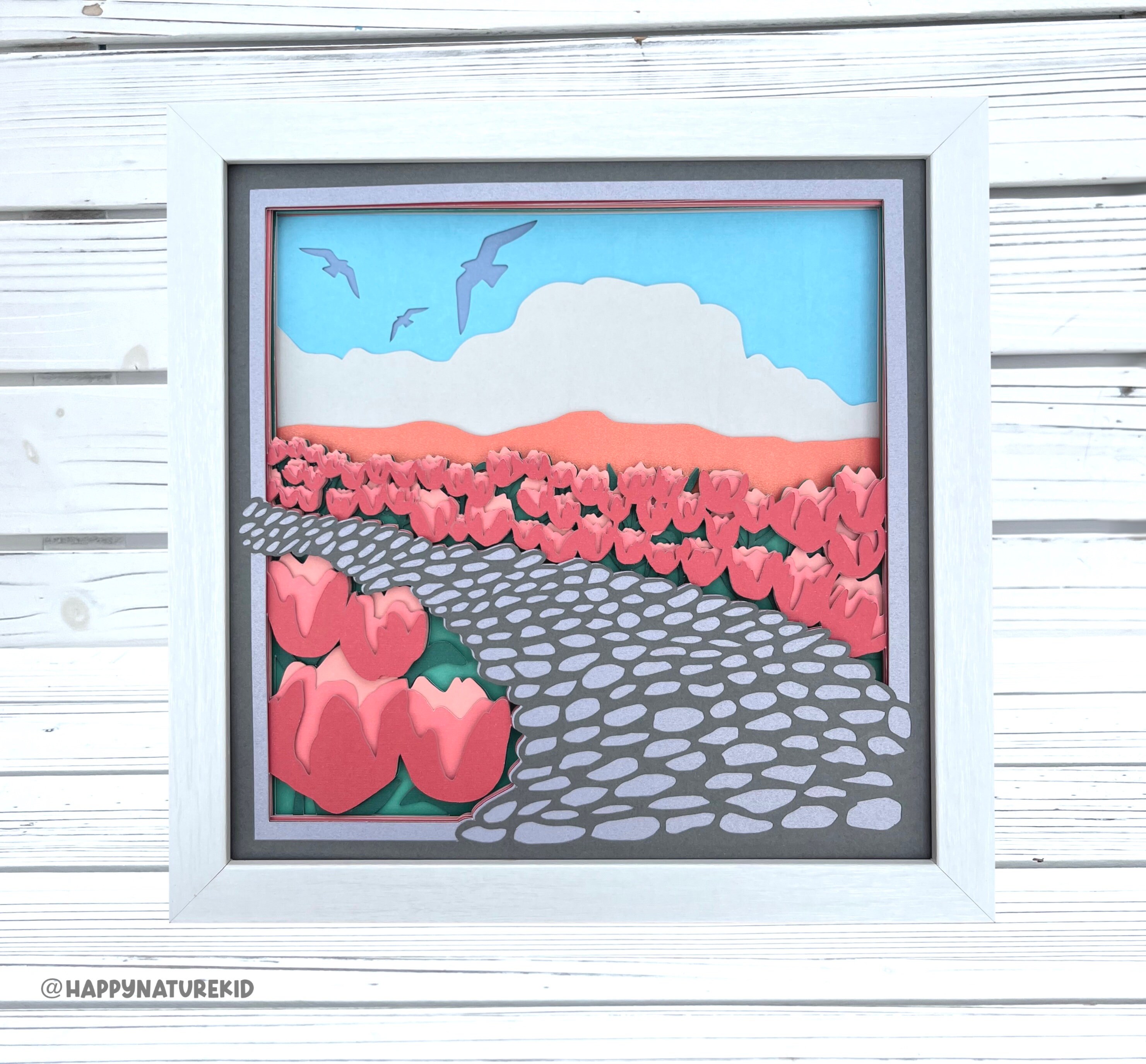 3d Windmill and Tulips Shadow Box Svg, 3d Flower Shadow Box Svg, Diy ...