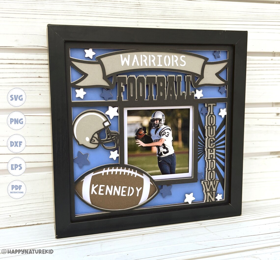 Personalized Football Shadow Box Svg Personalized Football - Etsy