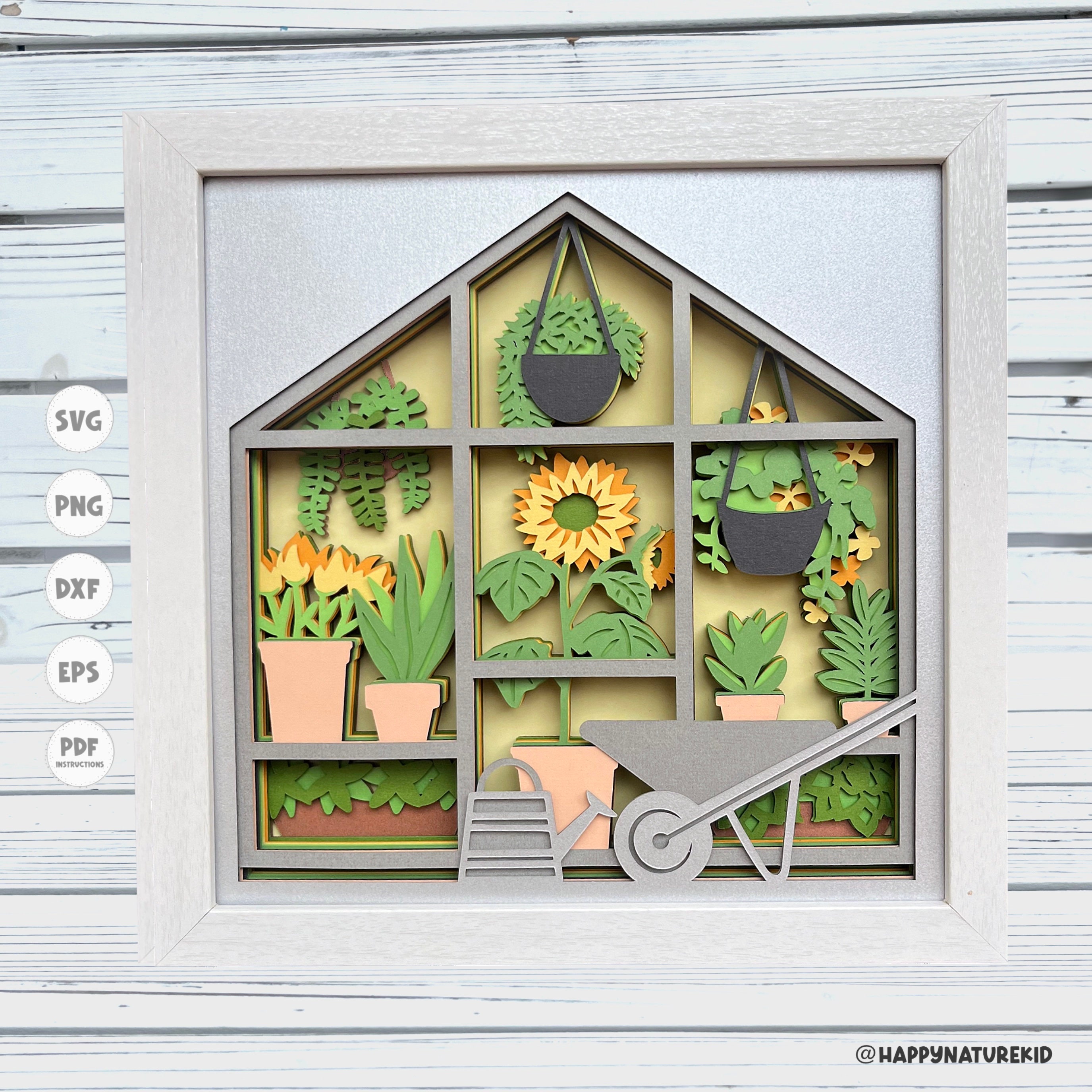 Greenhouse Shadow Box Svg, Garden Shadow Box Svg, Spring Shadow Box Svg ...
