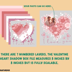 Heart Shadow Box Svg, Custom Photo Shadow Box, I Love You Svg, 3d ...