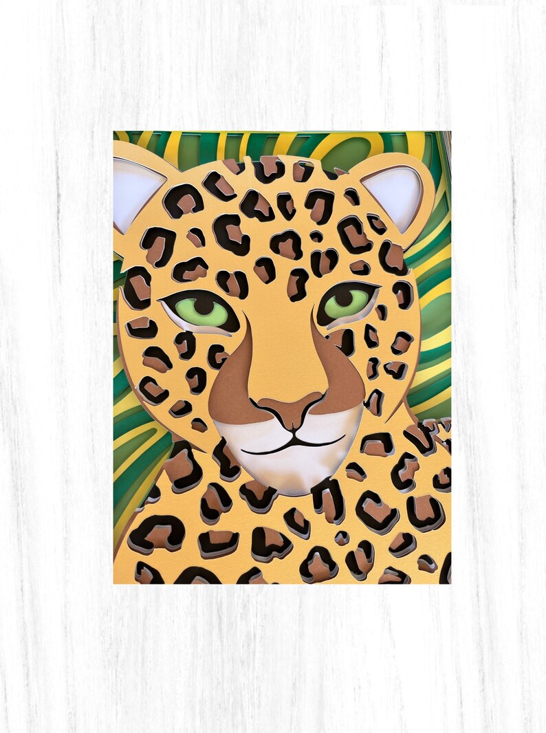 3d Leopard Svg Leopard Shadow Box Svg Shadow Box Svg - Etsy