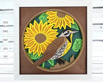3d Carolina Wren Shadow Box Svg, Bird Shadow Box Svg, Wren Svg, 3d ...