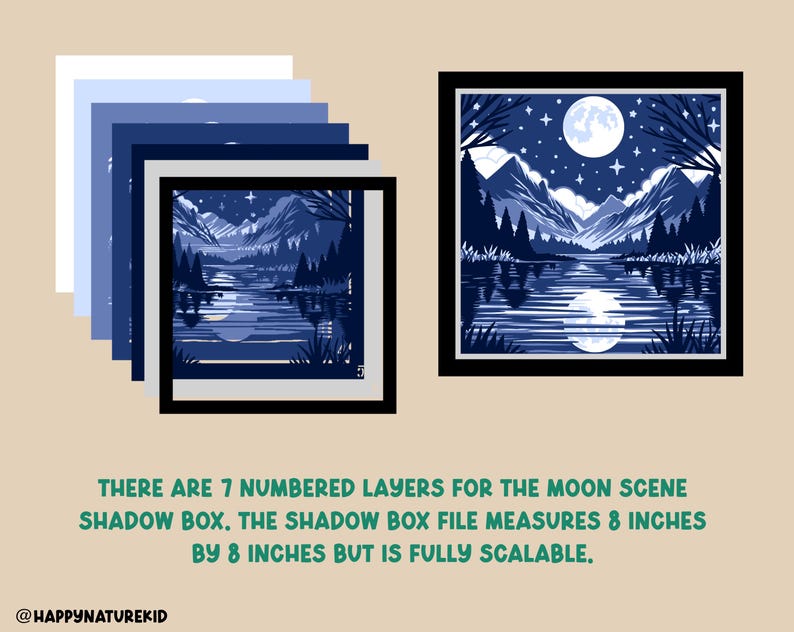 Moon Scene Shadow Box Svg, Night Scene Shadow Box Svg, 3d Layered Svg ...