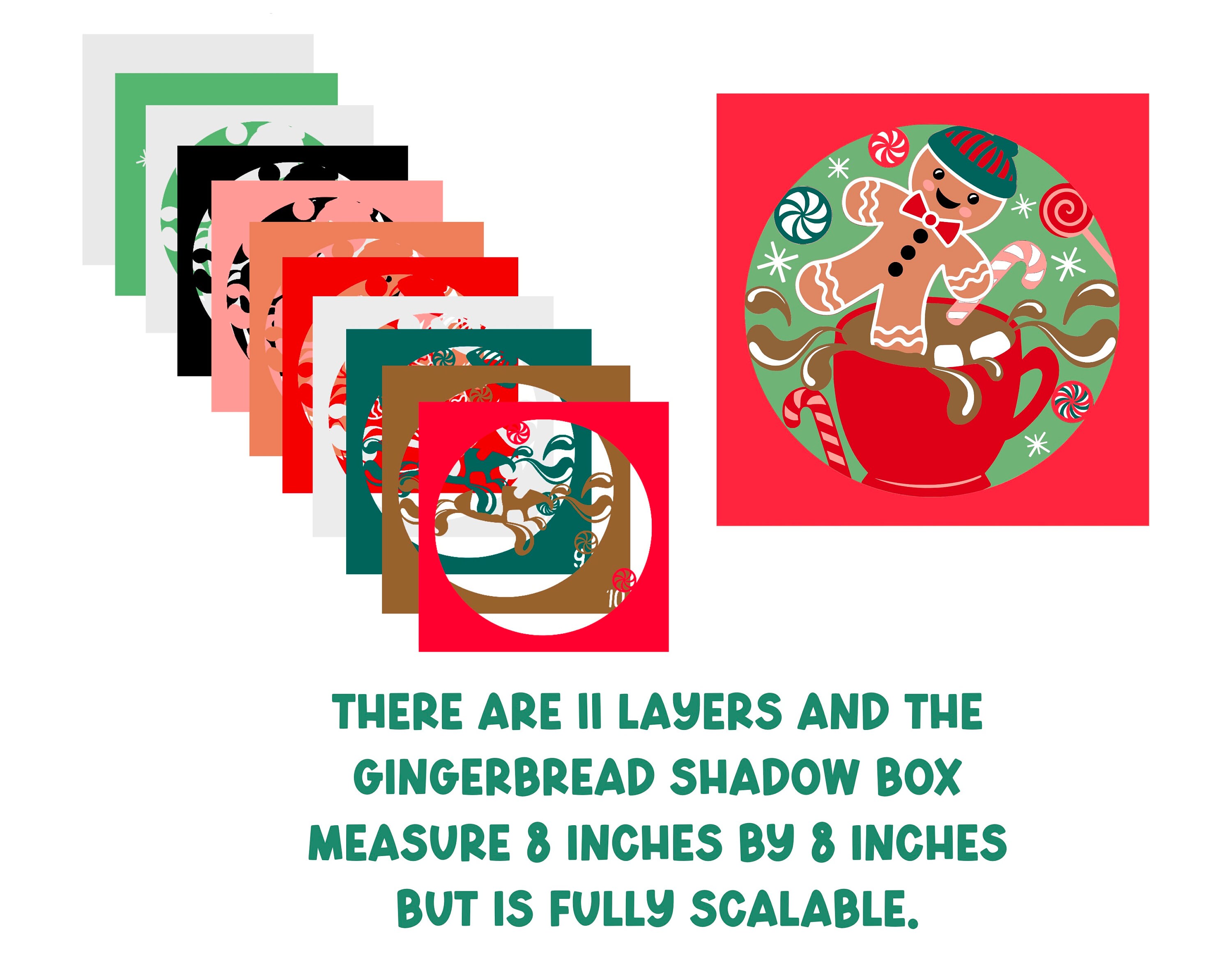 Gingerbread Shadow Box Svg, Shadow Box Svg, Christmas Shadow Box Svg ...
