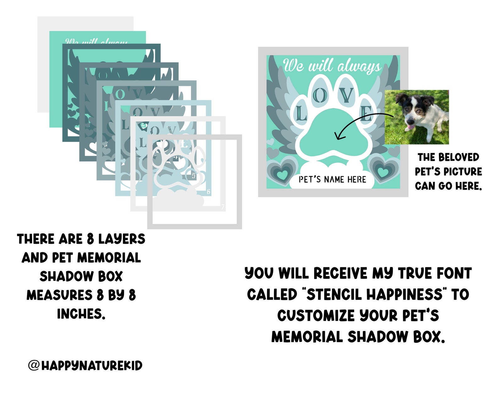 Personalized Pet Memorial Shadow Box Svg Customized Shadow - Etsy