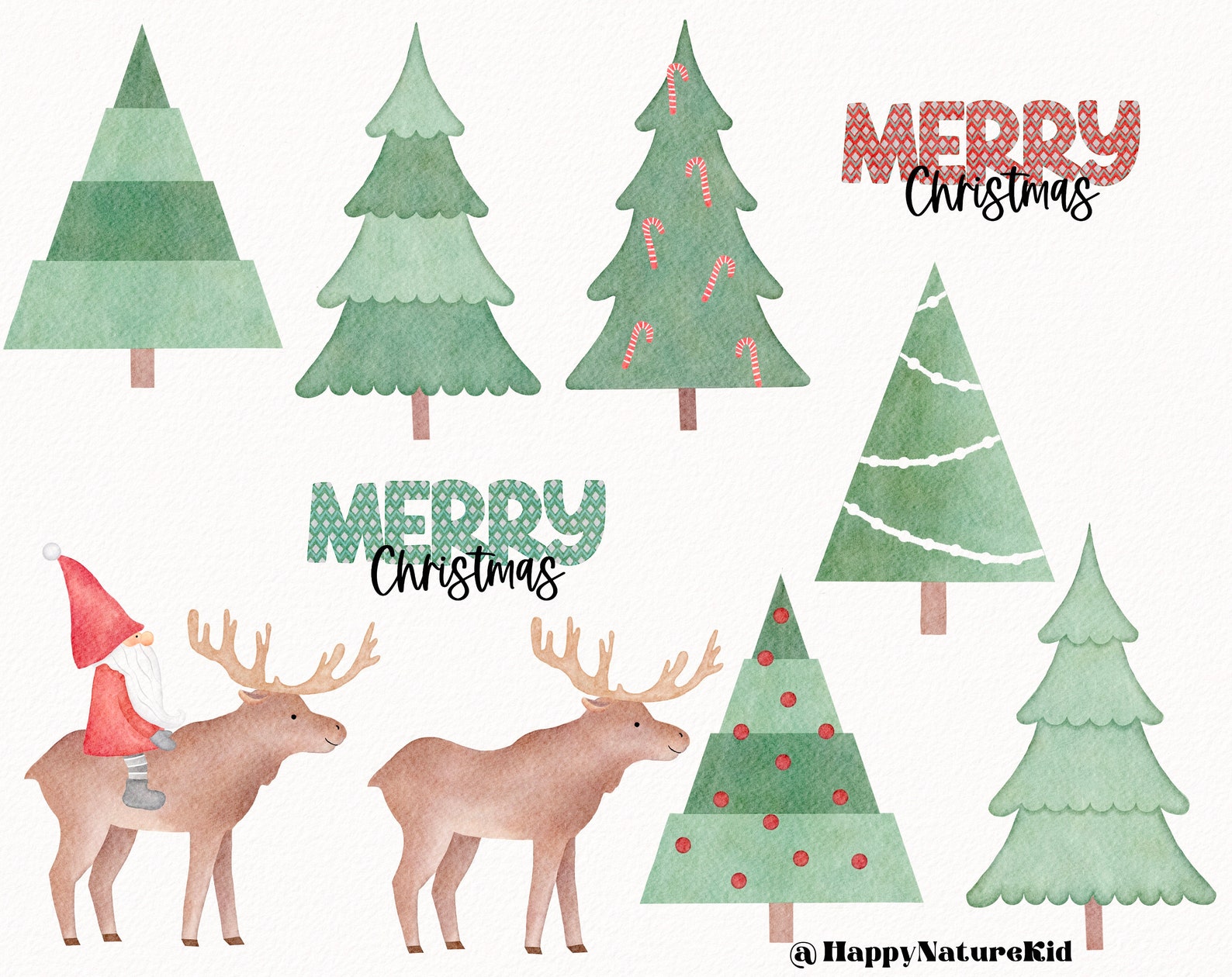 Scandinavian Christmas Clipart Christmas Clipart Watercolor - Etsy