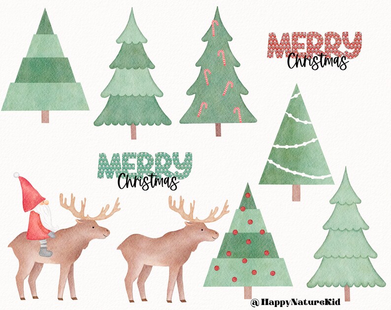 Scandinavian Christmas Clipart Christmas Clipart Watercolor - Etsy