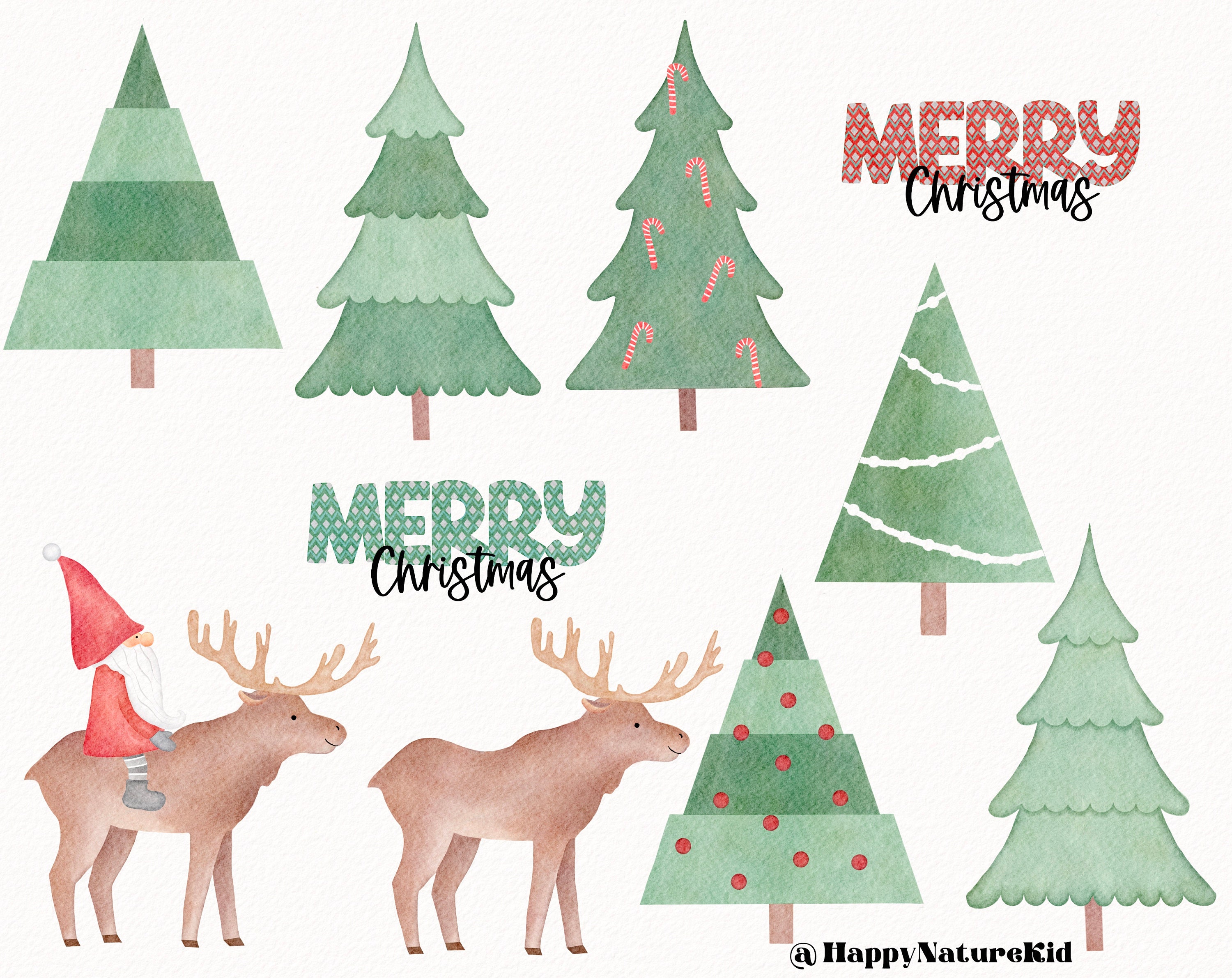 Scandinavian Christmas Clipart Christmas Clipart Watercolor - Etsy