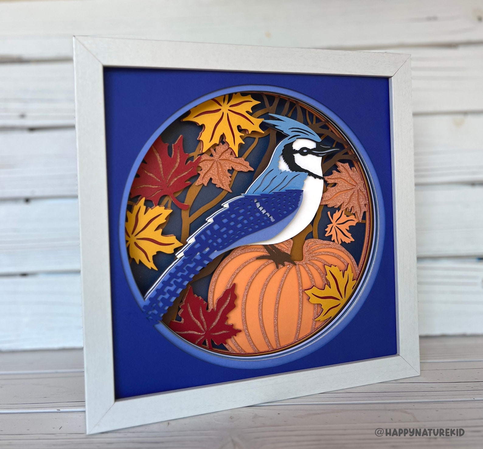 3d Fall Blue Jay Shadow Box Svg, 3d Fall Svg, Fall Leaves Svg, 3d ...