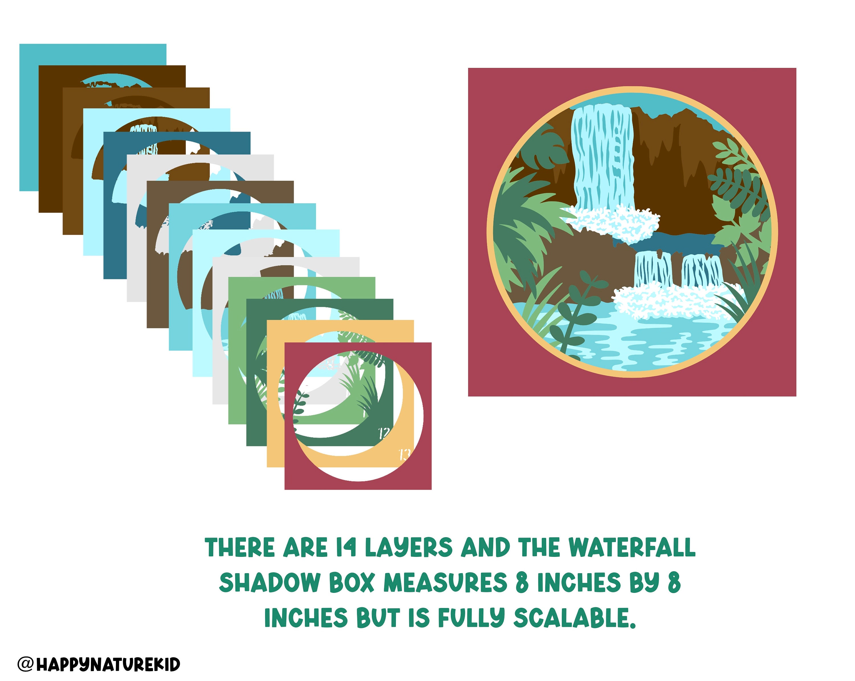 3d Waterfall Shadow Box Svg, 3d Waterfall Svg, 3d Papercut Svg, 3d ...