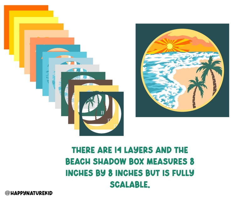 3d Beach Shadow Box Svg 3d Beach Svg 3d Layered Svg Files for - Etsy
