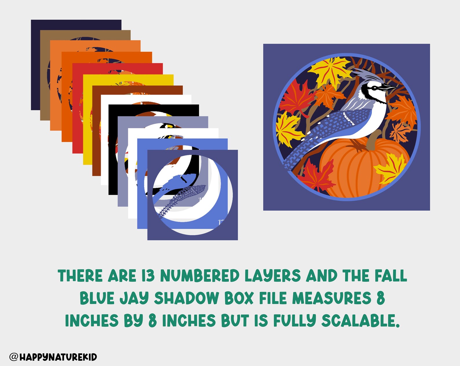 3d Fall Blue Jay Shadow Box Svg, 3d Fall Svg, Fall Leaves Svg, 3d ...