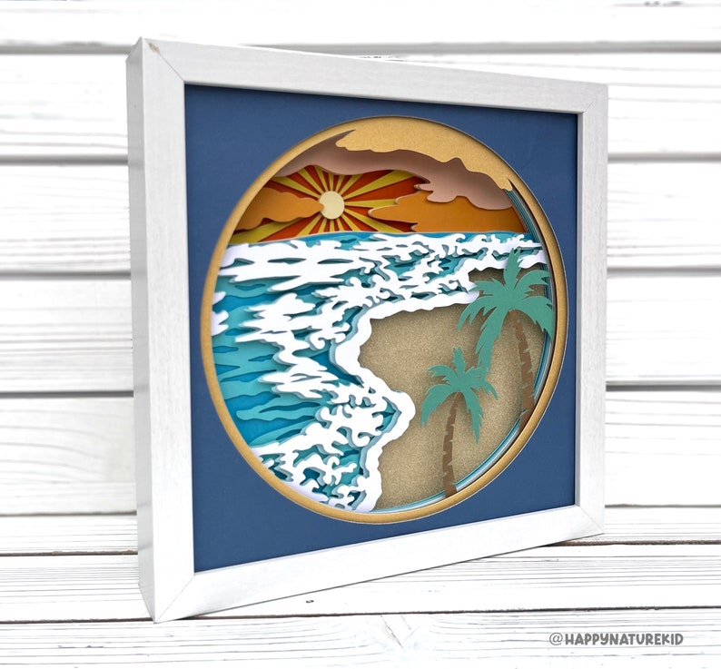 3d Beach Shadow Box Svg 3d Beach Svg 3d Layered Svg Files for - Etsy