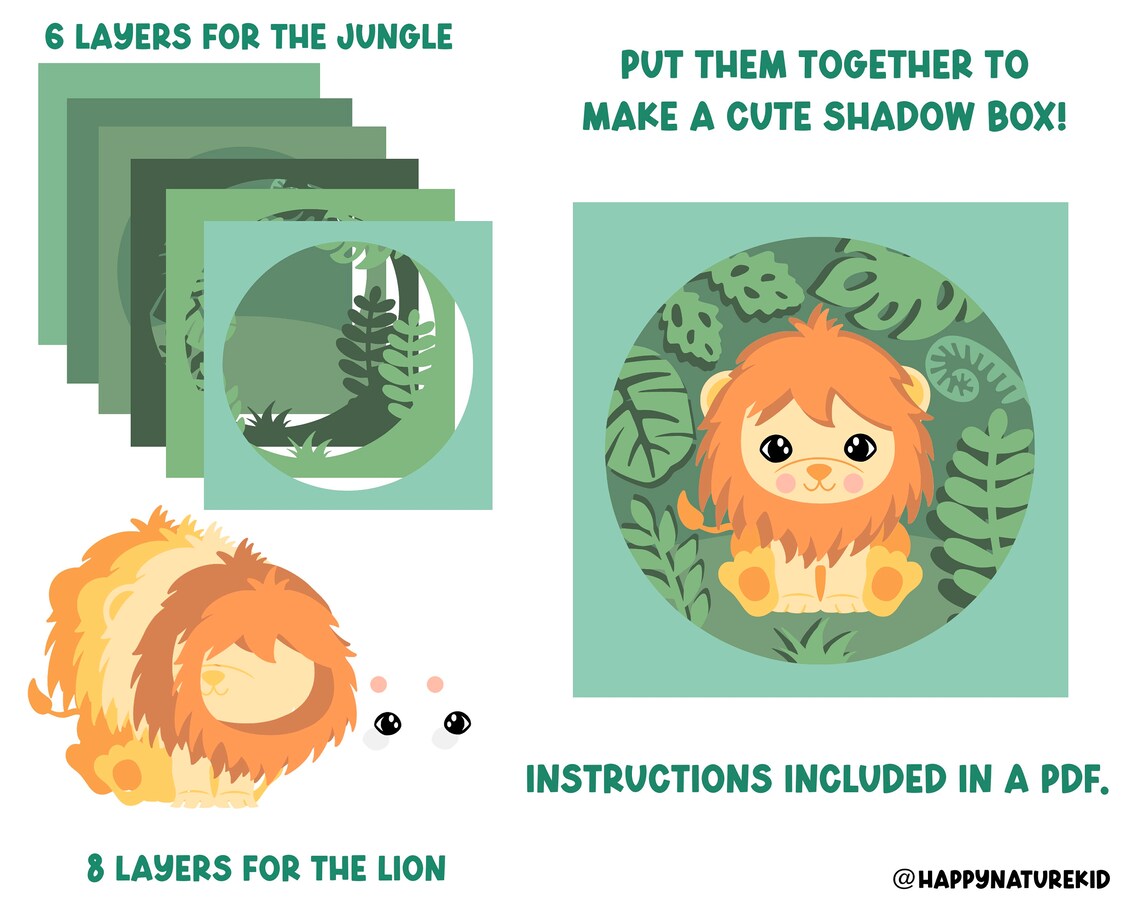 Lion Shadow Box Svg Shadow Box Svg 3d Svg Layered Svg Lion - Etsy