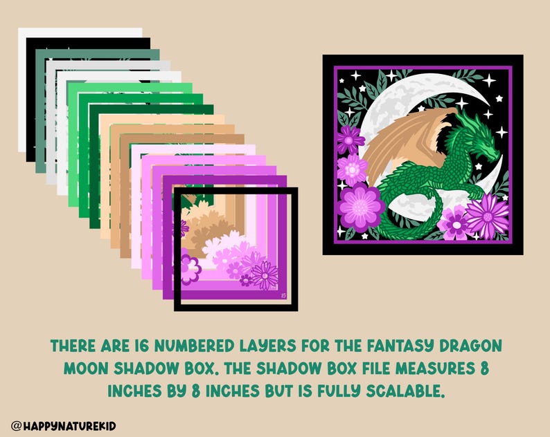 Fantasy Dragon Moon Shadow Box Svg, Dragon Shadow Box Svg, Fantasy ...