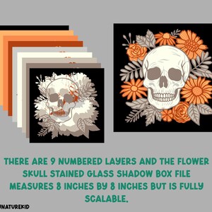 Flower Skull Shadow Box Svg, Halloween Shadow Box Svg, Spooky Shadow ...