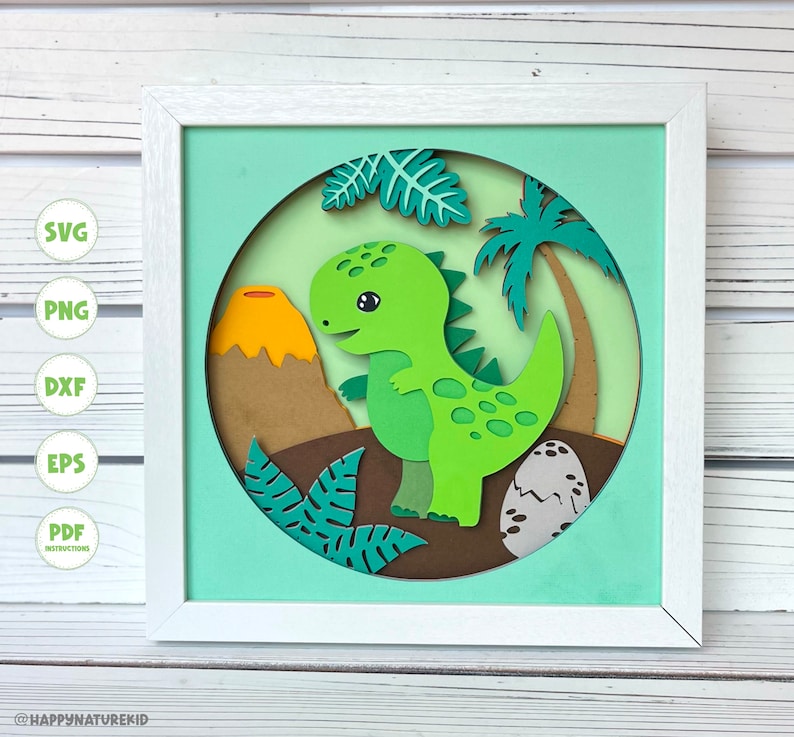 Dinosaur Shadow Box Svg T-rex Shadow Box Svg T-rex Svg - Etsy