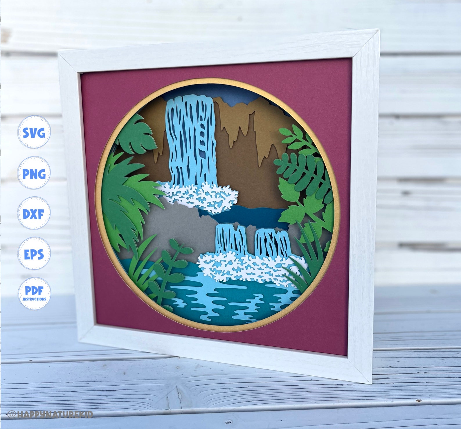 3d Waterfall Shadow Box Svg, 3d Waterfall Svg, 3d Papercut Svg, 3d ...