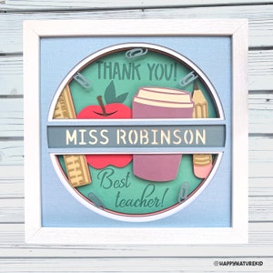 Teacher Thank You Shadow Box Svg, Teacher Appreciation Gift, Teacher ...