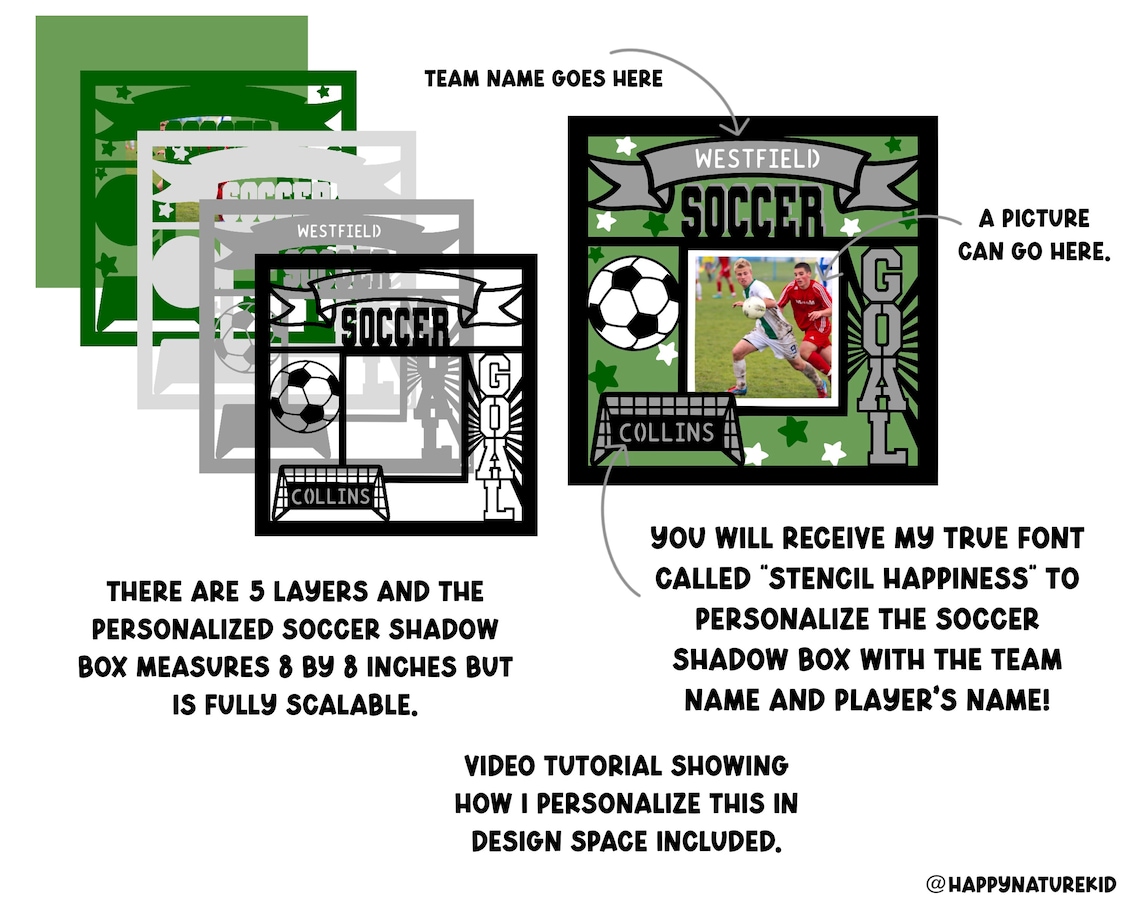 Soccer Shadow Box Svg, Personalized Shadow Box Svg, Soccer Team Svg ...