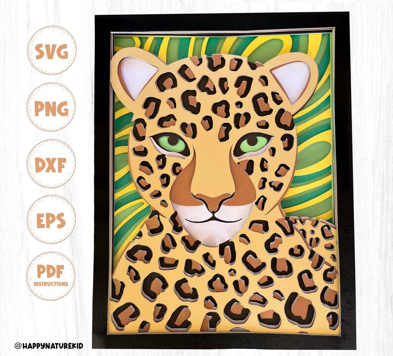 3d Leopard Svg Leopard Shadow Box Svg Shadow Box Svg - Etsy