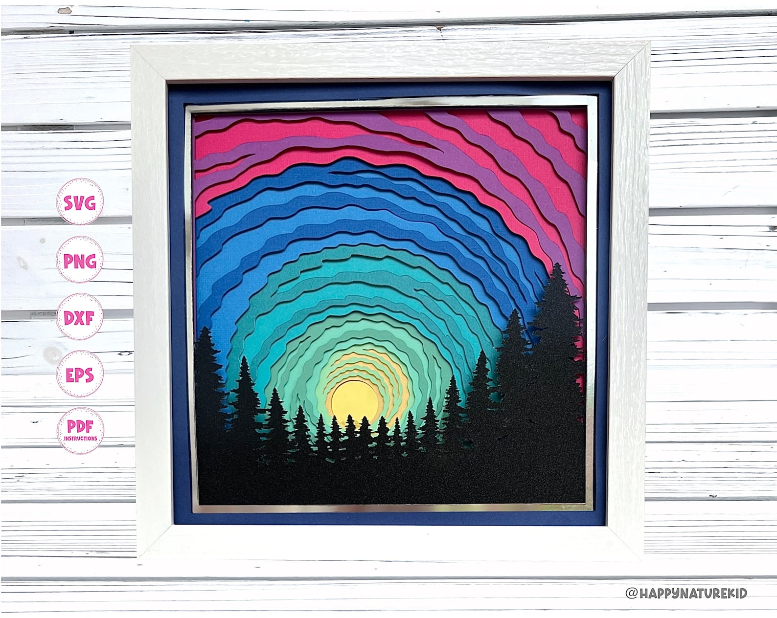 3d Northern Lights Shadow Box Svg, Aurora Borealis Shadow Box Svg, 3d ...