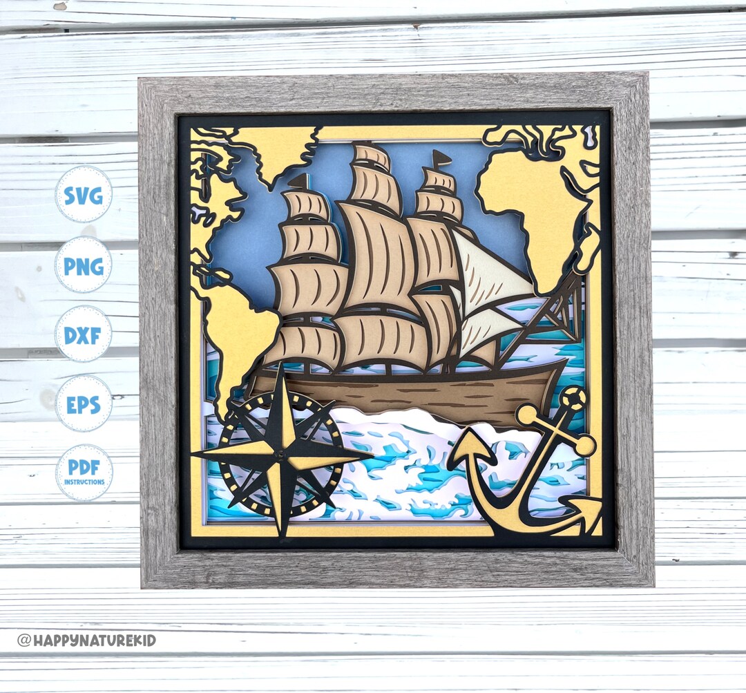 3d Travel Ship Shadow Box Svg 3d Sailboat Shadow Box Svg Files for ...