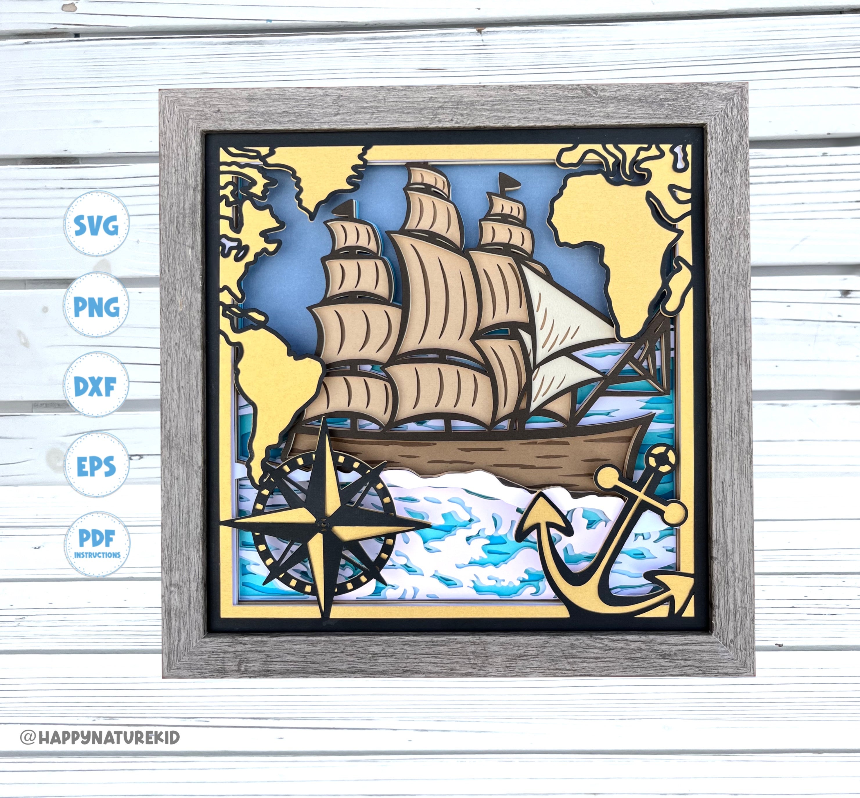 3d Travel Ship Shadow Box Svg 3d Sailboat Shadow Box Svg Files - Etsy UK