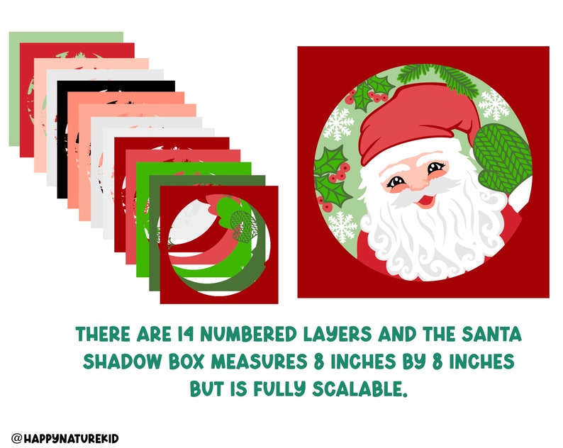 Santa Shadow Box Svg Santa Shadow Box Christmas Shadow Box - Etsy