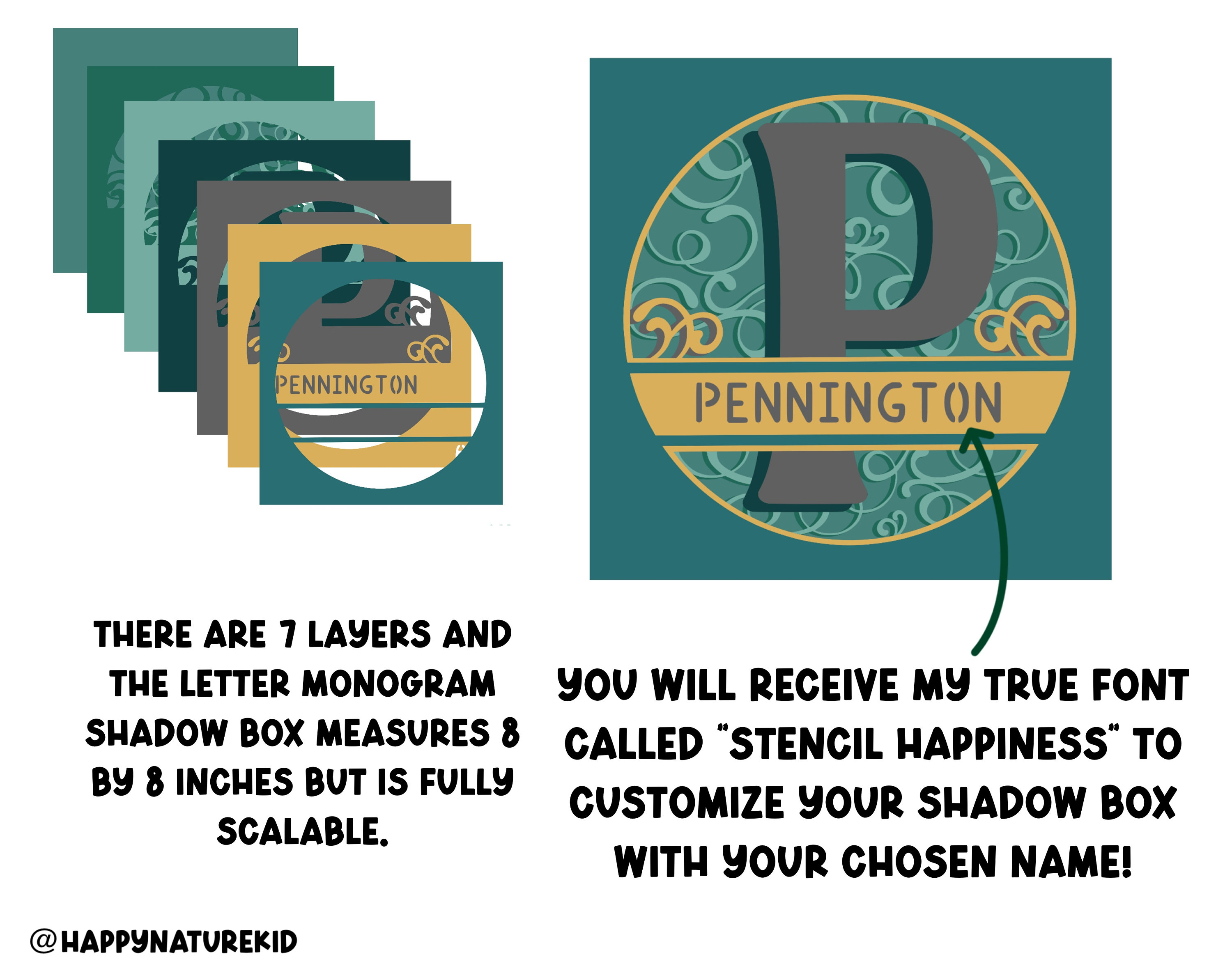 Letter Monogram Shadow Box Svg Personalized Monogram Shadow - Etsy