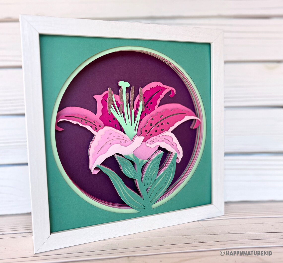 3d Lily Flower Shadow Box Svg, 3d Stargazer Lily Svg, 3d Flower Svg, 3d ...