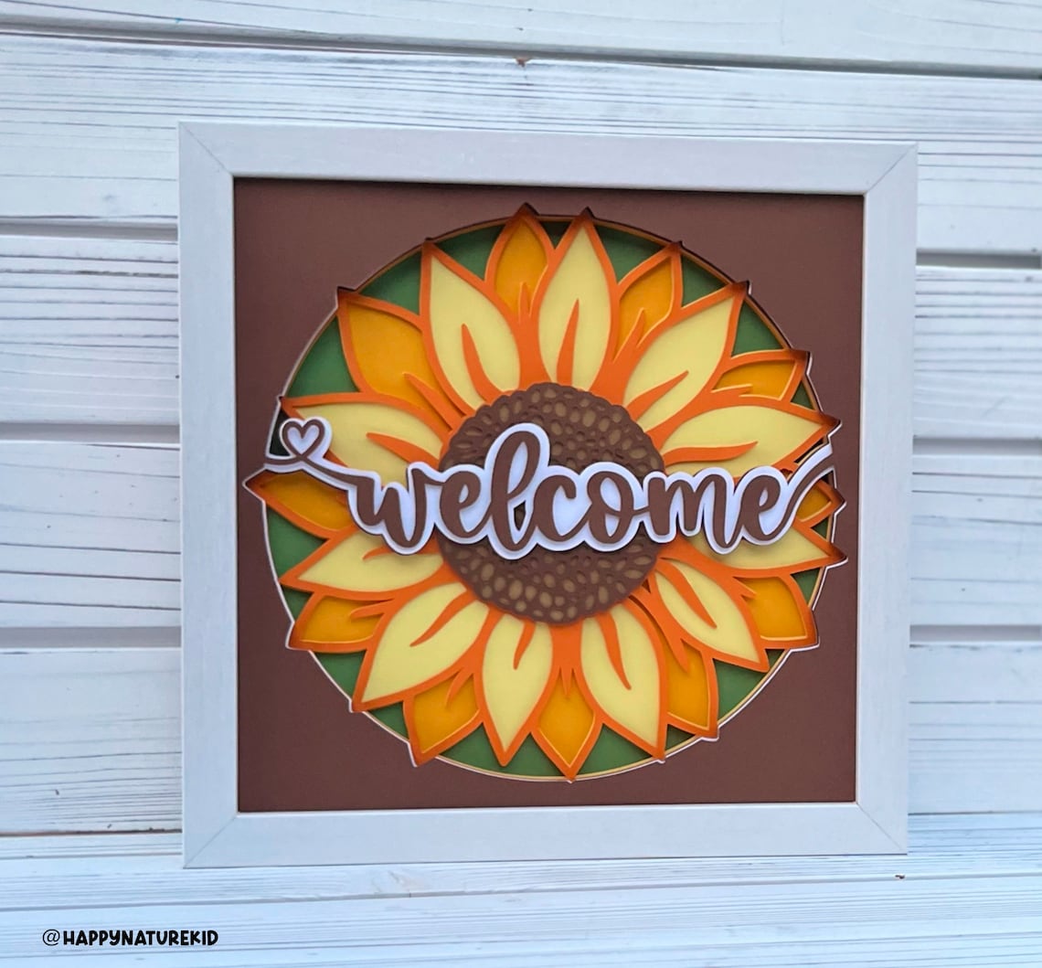 Sunflower Shadow Box Svg Welcome Shadow Box Svg Shadow Box - Etsy
