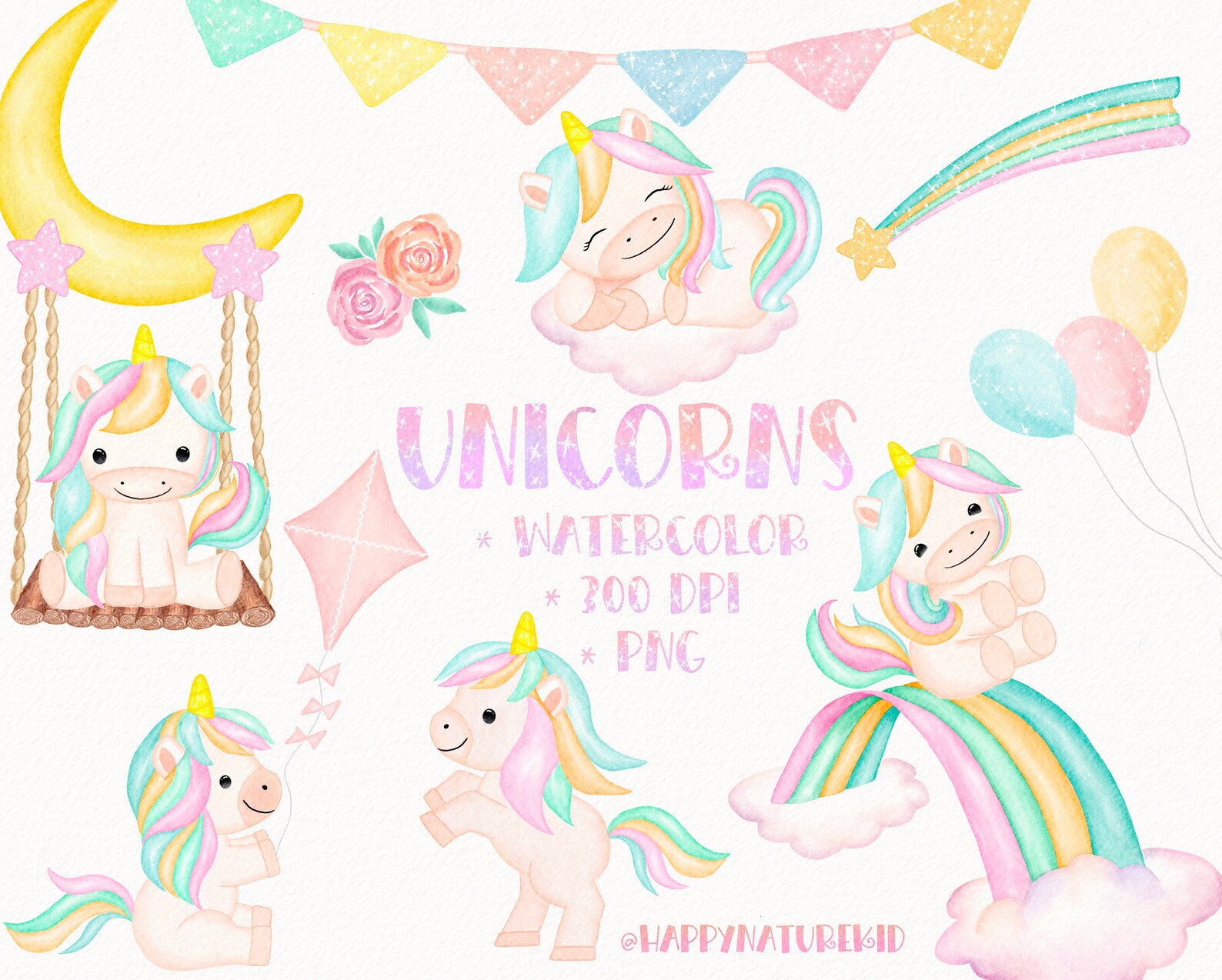 Unicorn Clipart Watercolor Unicorn Clipart Unicorn Png - Etsy