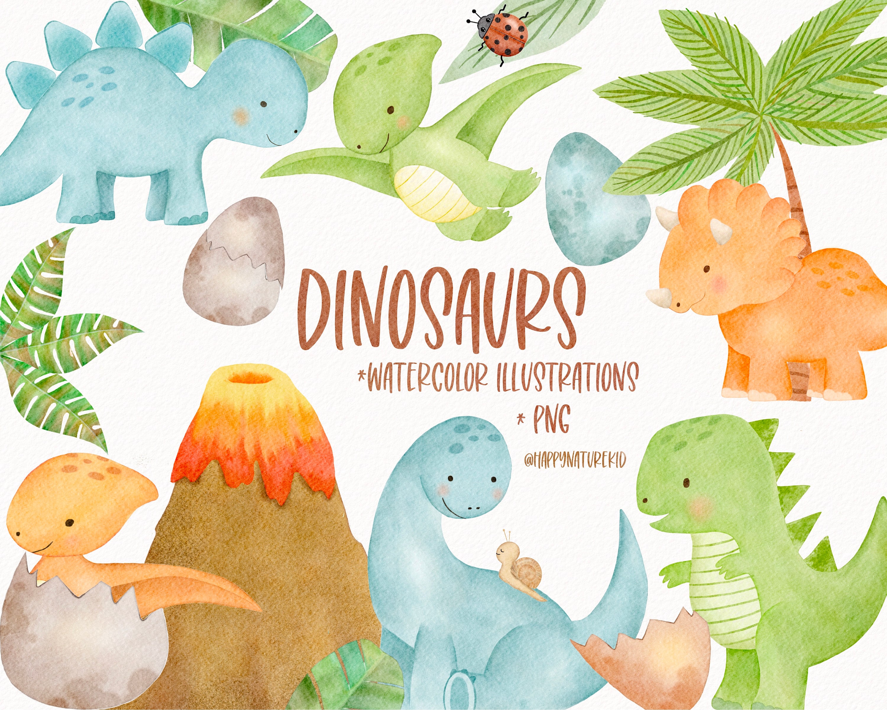 Dinosaur Clipart Watercolor Dinosaur Clipart Dinosaur Png - Etsy