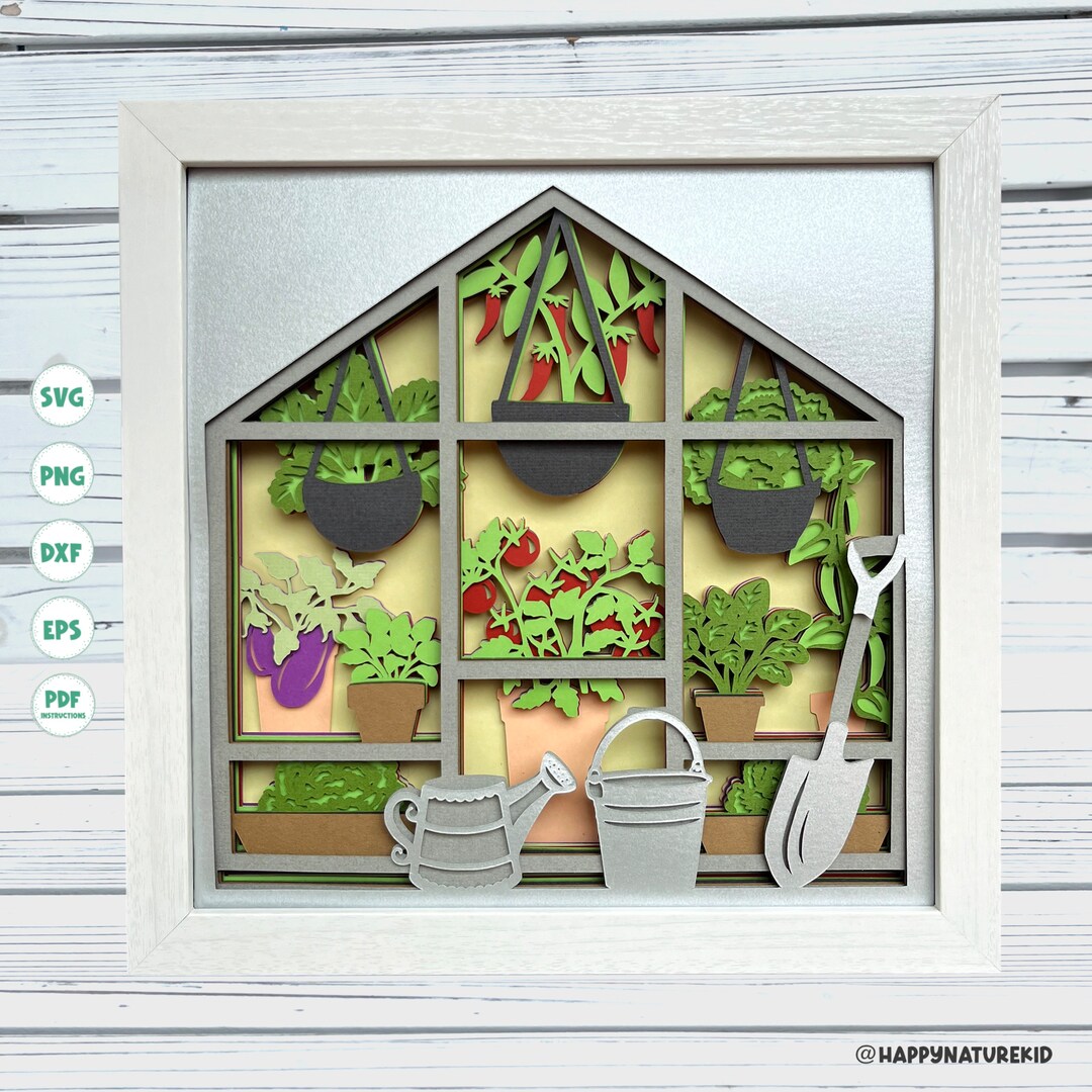 Vegetable Greenhouse Shadow Box Svg, Vegetable Garden Shadow Box Svg ...