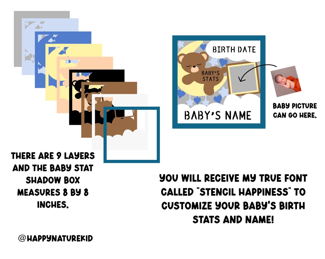 Baby Stats Shadow Box Svg Baby Stats Svg Baby Svg Shadow - Etsy